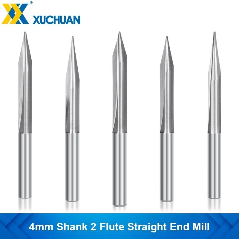 Milling-Cutter-4mm-Shank-2-Flute-Straight-V-Bits-15-20-25-30-Degrees-V ...