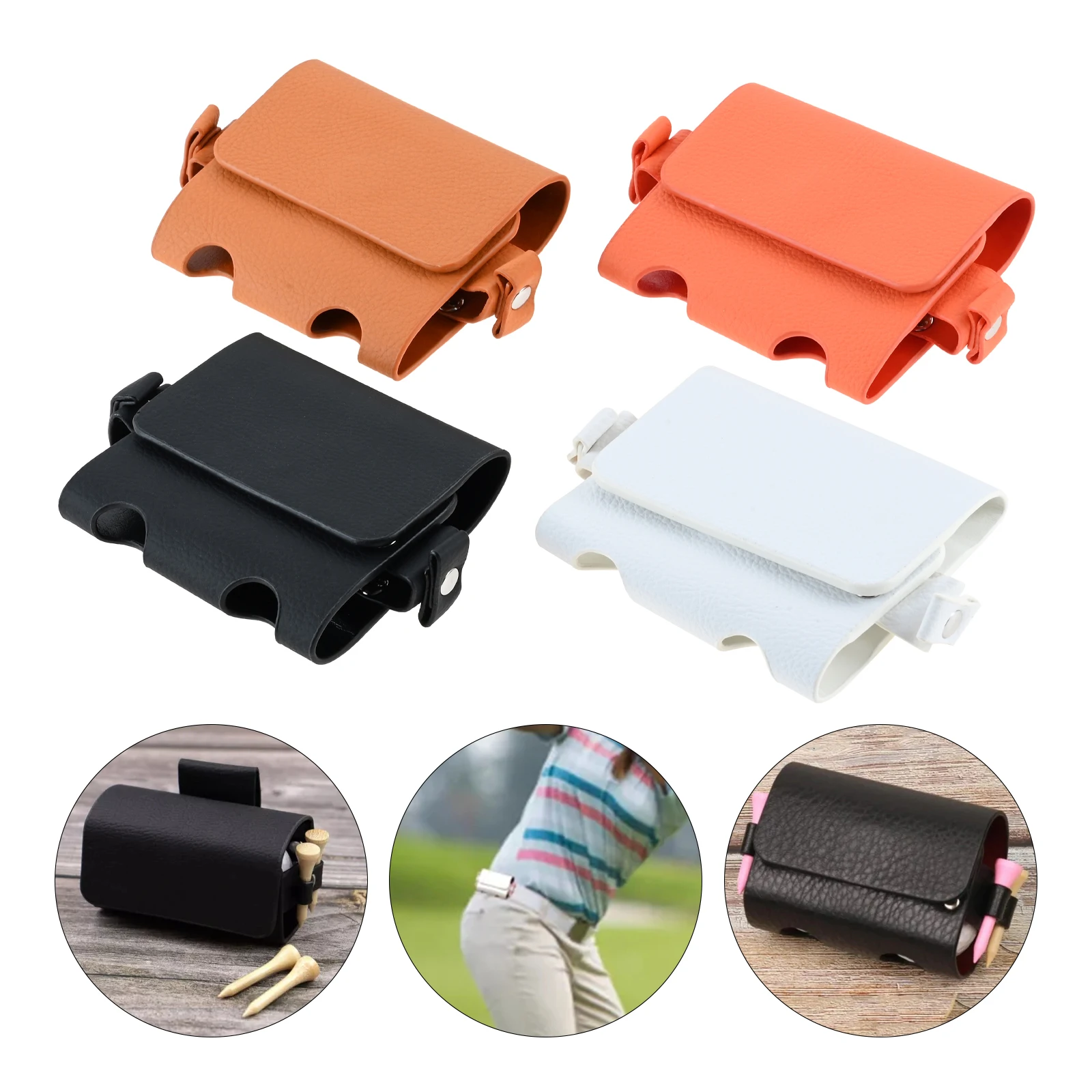 PU Leather Golf Ball Bag Pouch Outdoor Travel Case Holds 2 Balls 4 Golf ...