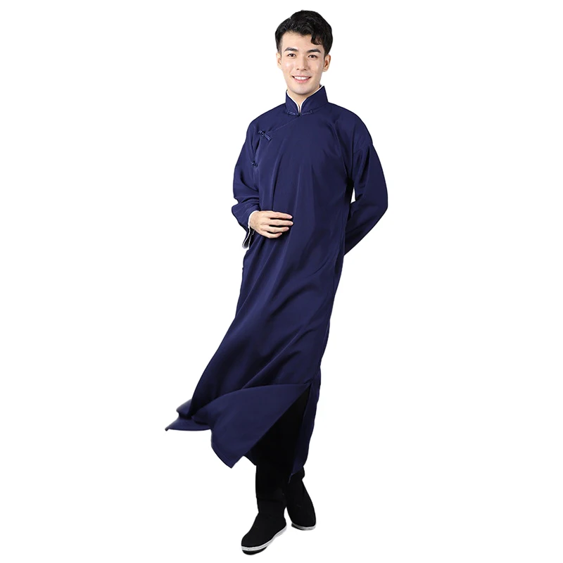Men Chinese Traditional Hanfu Tang Suit Kung Fu Tai Chi Long Robes ...