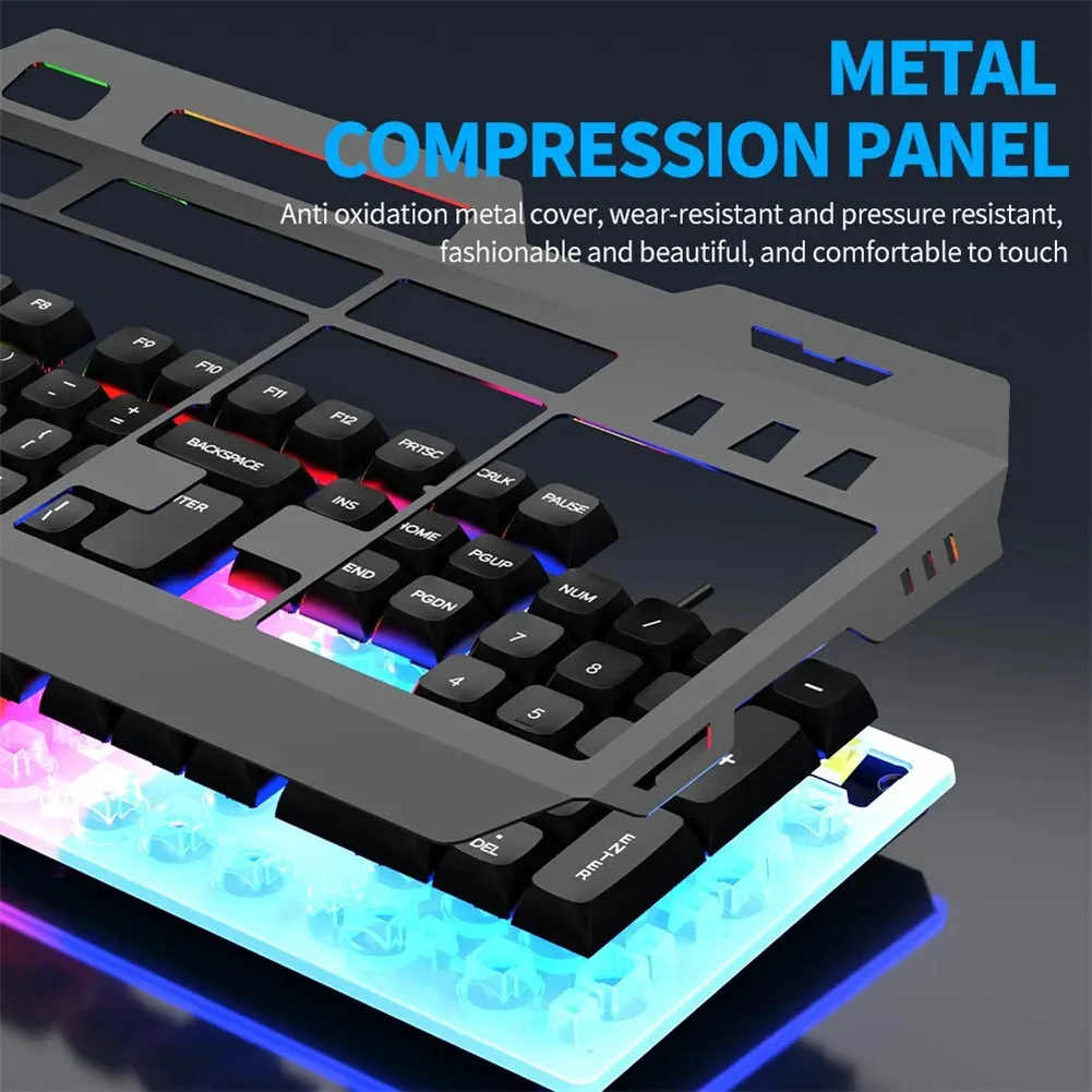 Portable Gaming Keyboard With RGB LED Colorful Backlit Keyboard 104 ...