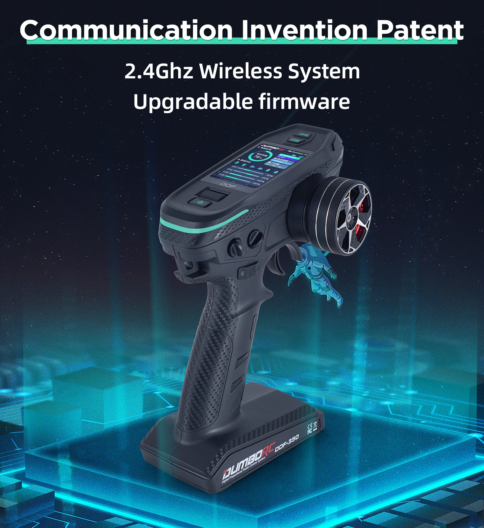 DUMBORC DDF-350 10CH RC Remote Controller 10 Channel 2.4Ghz HD ScreenDigital Radio Transmitter ...