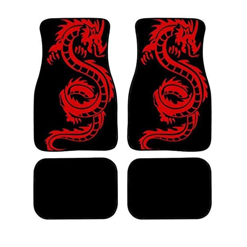 Black-Background-Red-Dragon-Pattern-Design-Stain-Resistant-Easy-To ...