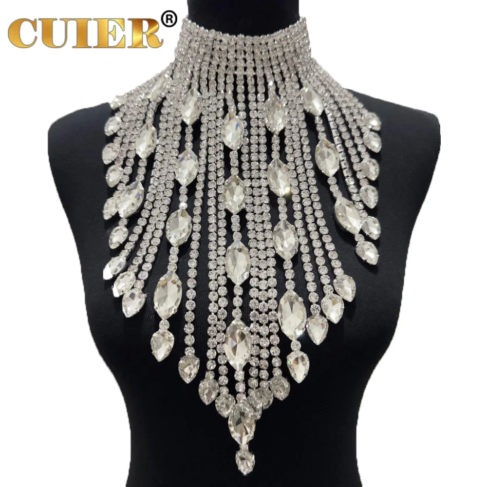 CuiEr-SS28-Stunning-Crystal-AB-Long-Lrregular-Tassel-Necklace-for-Women ...