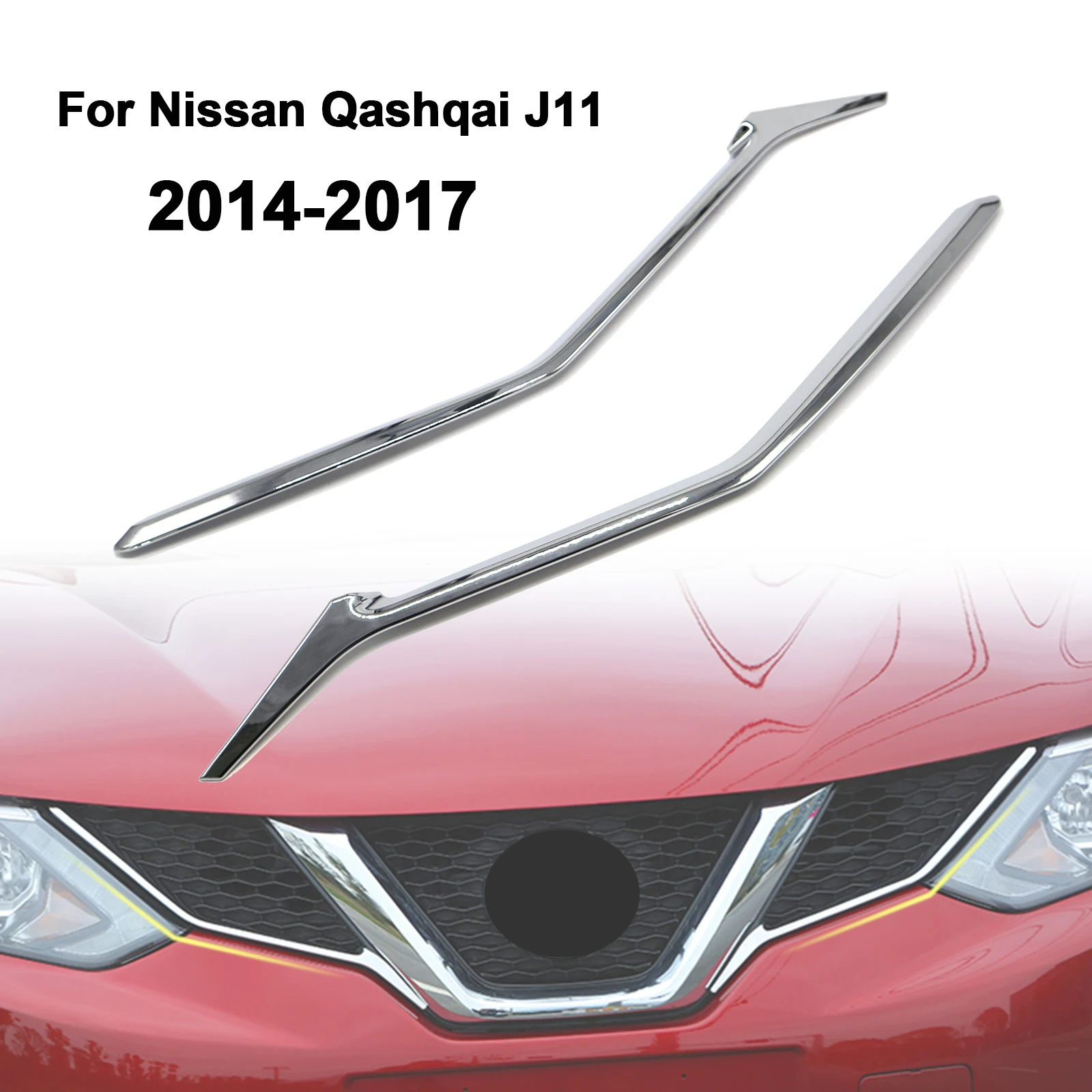 Fit For Nissan Qashqai 2014 2015 2016 2017 Chrome Front Mesh Grille ...