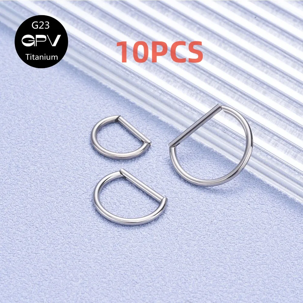 10PCS-Titanium-G23-Letter-D-nose-Ring-16G-Seamless-Opening-Ring ...