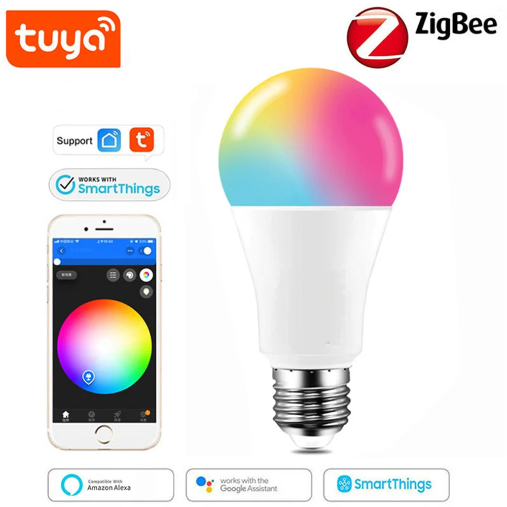ZigBee bombilla inteligente E27 Tuya 3,0, Protocolo conectado directamente a Alexa, Google Home ...