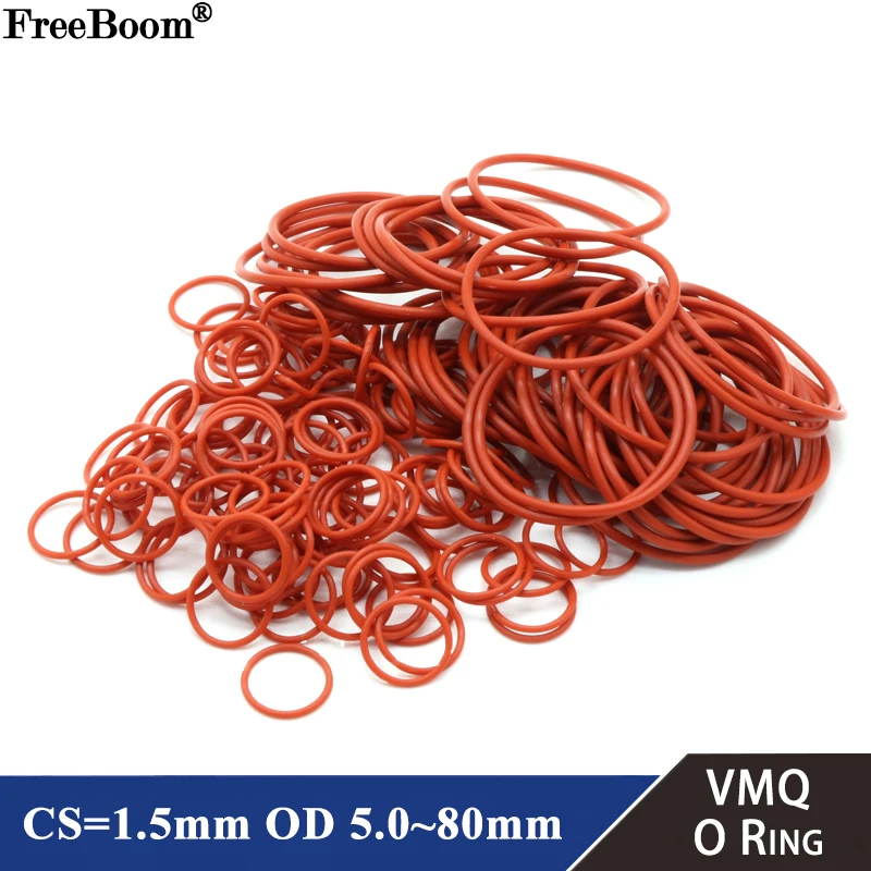 10-50pcs-Red-VMQ-Silicone-o-Ring-CS-1-5mm-OD-5-80mm-Food-Grade ...