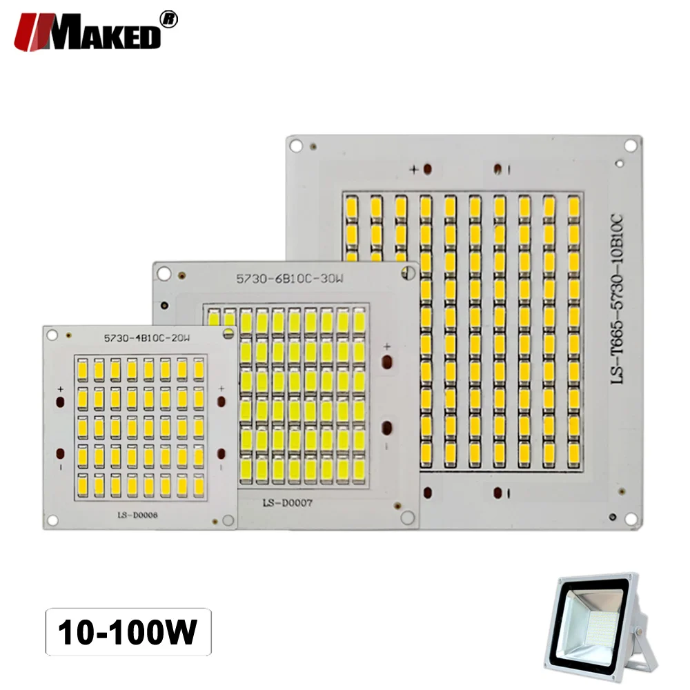 1PC LED PCB Floodlight Plate10W 20W 30W 50W 100W SMD5730 100%Full Power ...