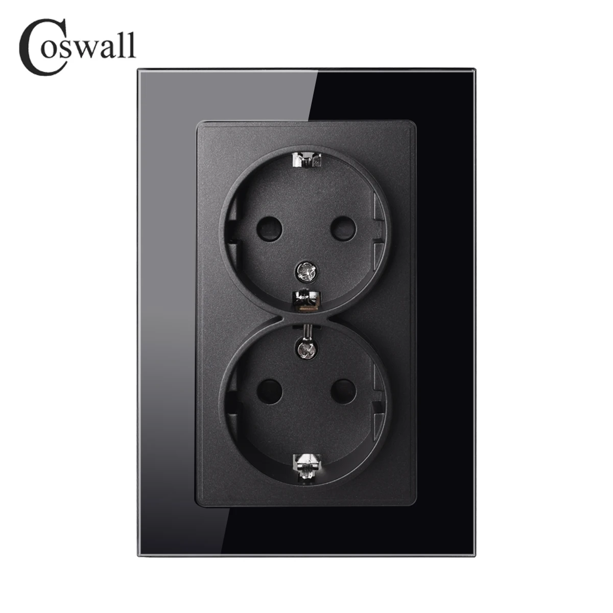 COSWALL Wall Double Socket Glass Panel, upright EU Germany Netherlands ...