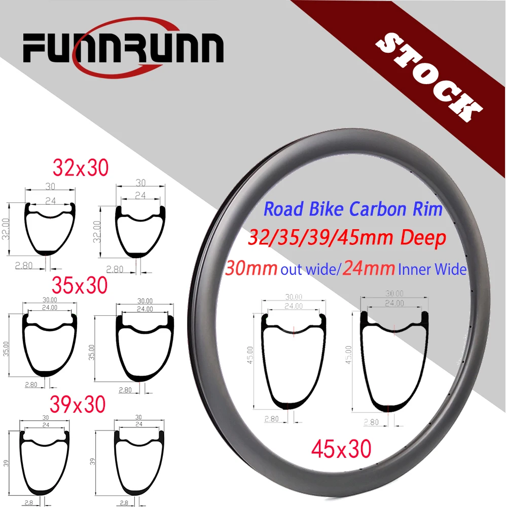 700C-Road-Bike-Carbon-Rim-32-35-39-45mm-Depth-30mm-Width-Asymmetric ...