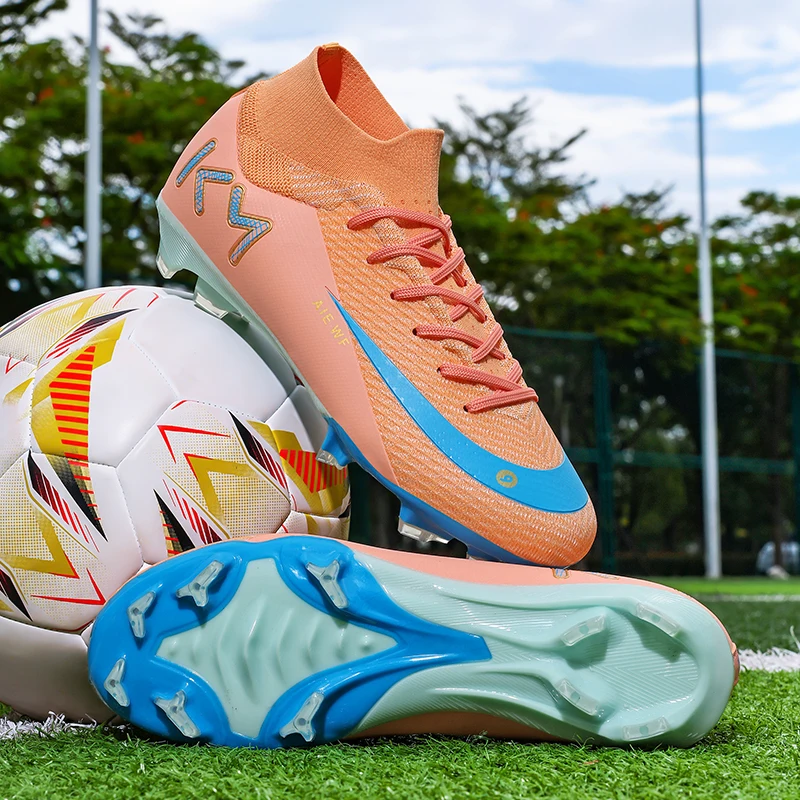 New Men Professional Football Boots Ankle Non-Slip TF/FG Soccer Shoes ...