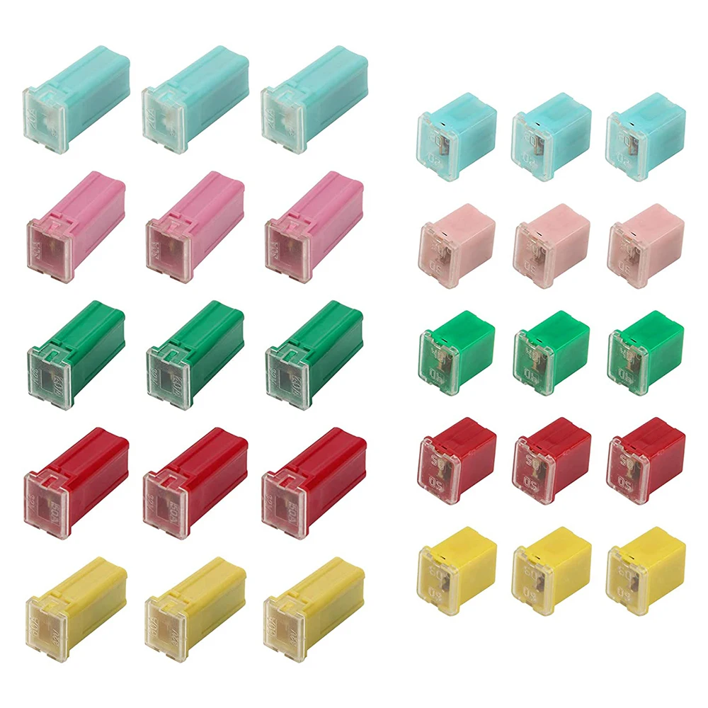 30pcs mini long/short square fuse 20A 25A 30A 40A 50A60A, for cars ...