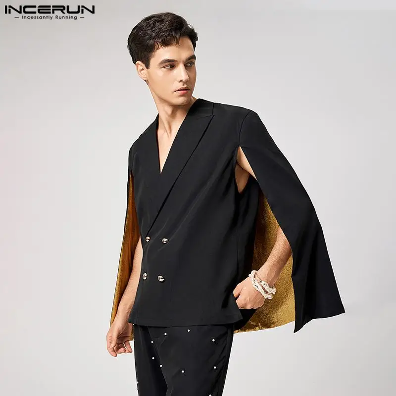 INCERUN เสื้อกันหนาวผู้ชายแฟชั่น Blazer Lapel Streetwear Shiny Elegant ...