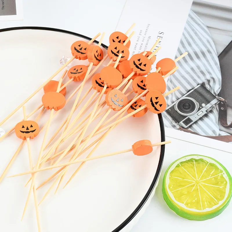 100pcs-Halloween-Fruit-Fork-12cm-Cartoon-Toothpick-Pumpkin-Snack-Fruit ...