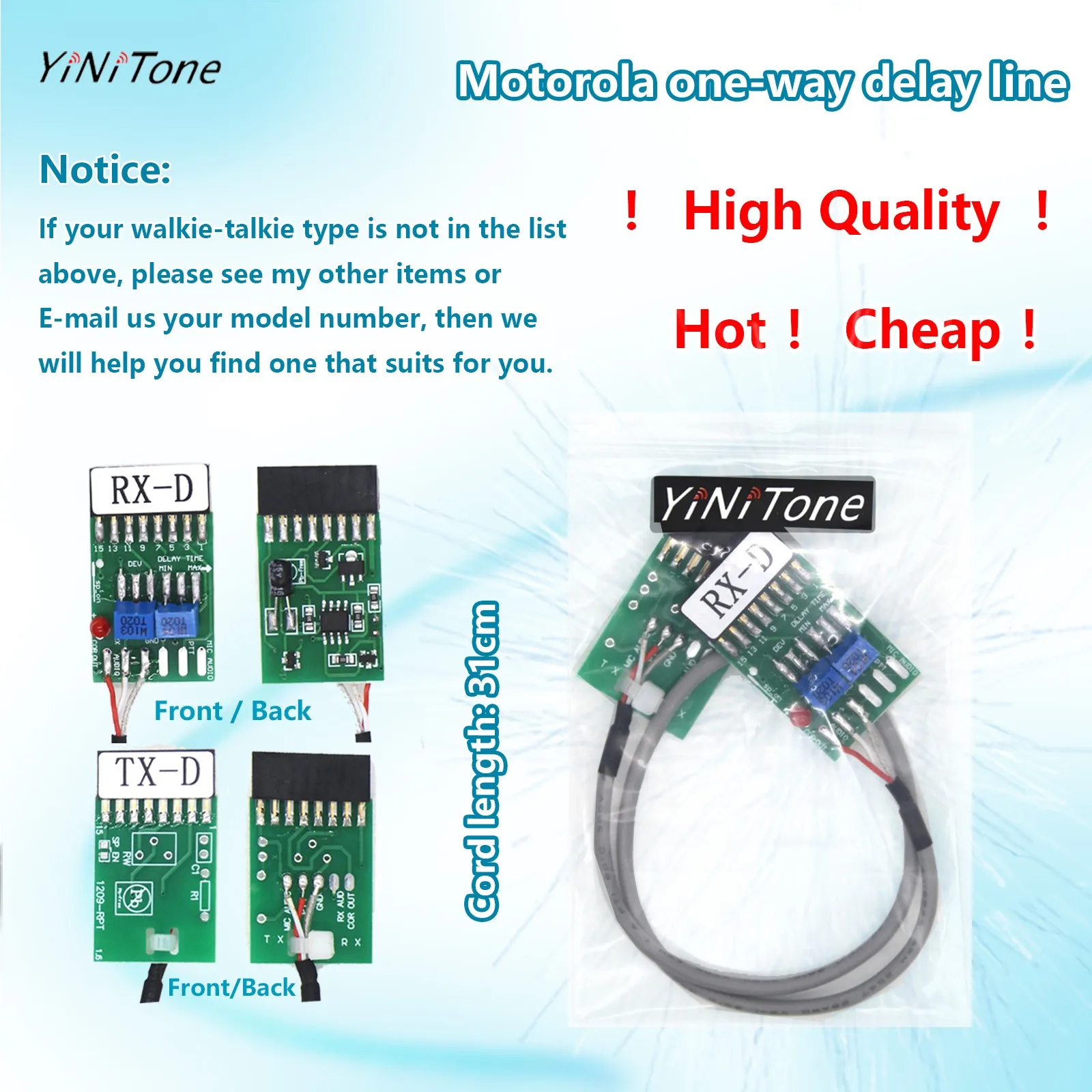 Repeater Connector Cable TX-RX-D Time Delay for Motorola GM300 GM338 ...