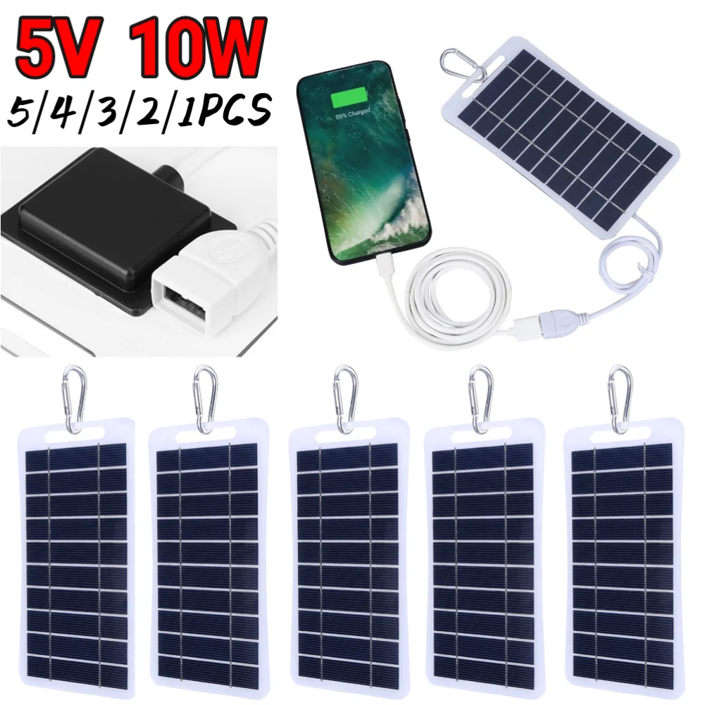5-1PCS-5V-Solar-Panel-With-USB-Waterproof-Outdoor-Portable-Solar-System ...