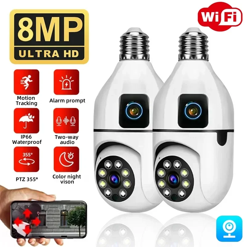 8MP-E27-Bulb-WIFI-Camera-Dual-Lens-Smart-Home-Surveillance-Camera-AI ...