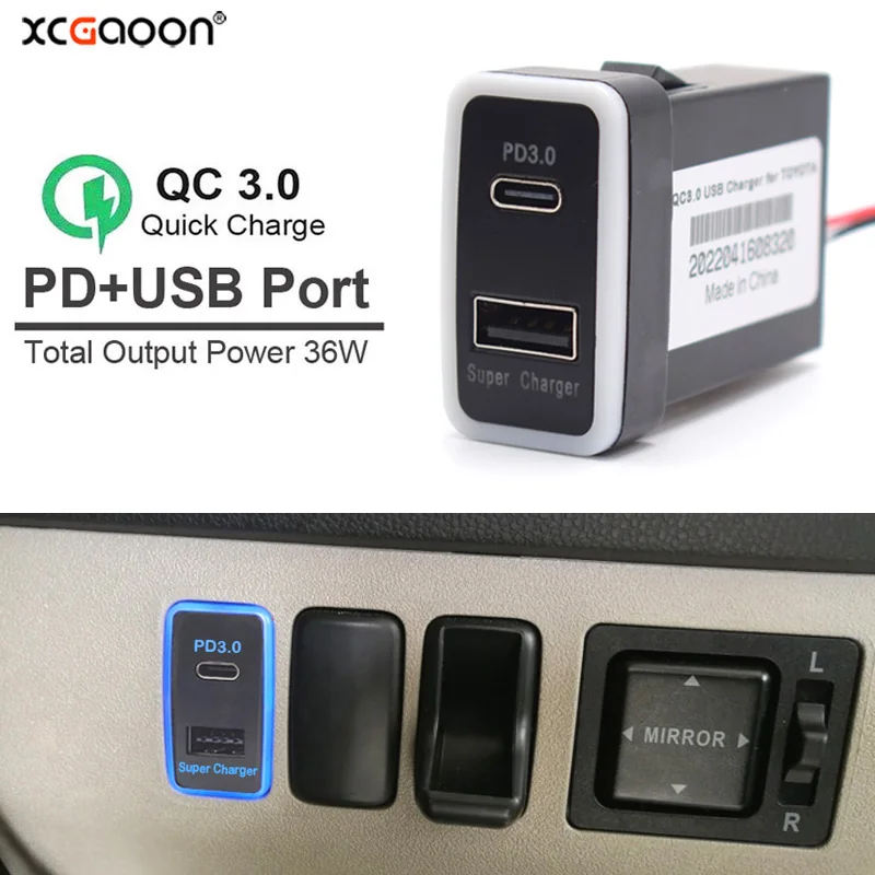 PD-USB-QC3-0-QuickCharge-Interface-Socket-Type-C-Fast-Car-Charger-Phone ...