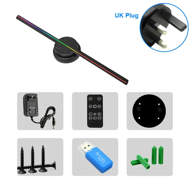 3D HD Hologram Fan Projector SD 42cm LED Sign Holographic Player ...