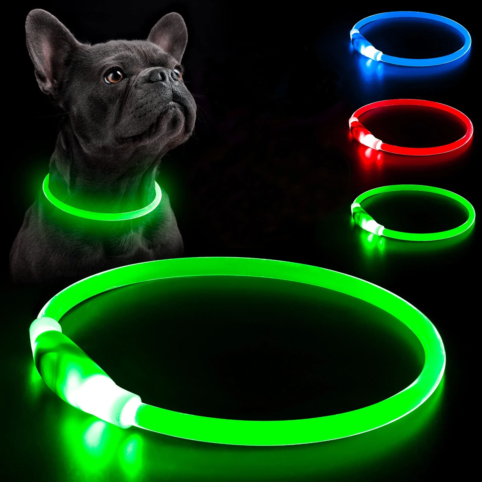 LED-Glowing-Pet-Collar-Adjustable-Flashing-Rechargeable-Luminous-Collar ...
