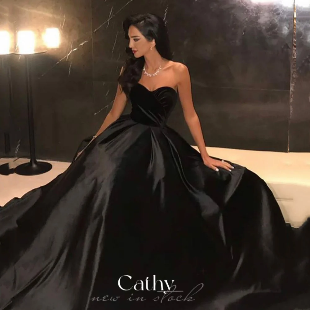 Cathy-Black-Strapless-Prom-Dress-2023-Silk-Ball-Gown-Evening-Dress ...