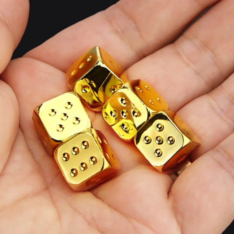 13-13mm-Dice-5-PCS-Set-Gold-Silver-Metal-Funny-Dice-Standard-Six-Sided ...