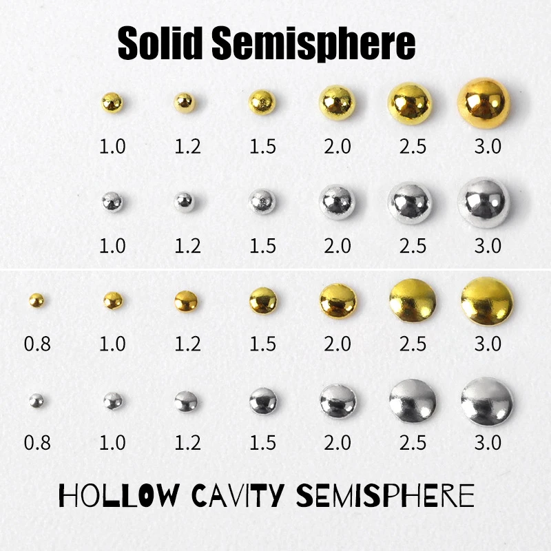 500PCS-0-8-3mm-Gold-Silver-Solid-Hollow-Cavity-Semisphere-Rivets-Metal ...