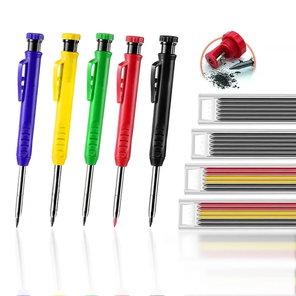 Solid-Carpenter-Pencil-With-Refill-Lead-And-Built-in-Sharpener-For-Deep ...