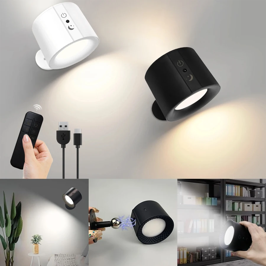 Led-Double-Head-Wall-Sconces-light-Touch-Control-Remote-3-Color-Modes ...