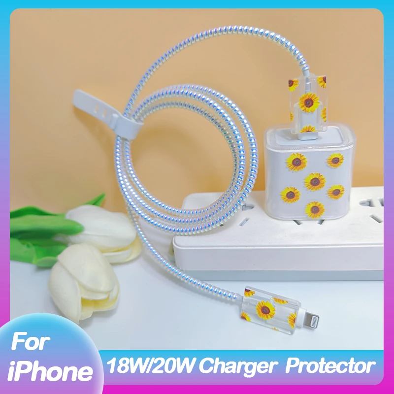 For-Iphone-20W-Charger-Protection-Cover-USB-Cable-Winder-Spiral ...