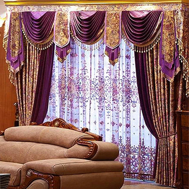 Luxury Window Curtain With Glossy Purple Styles