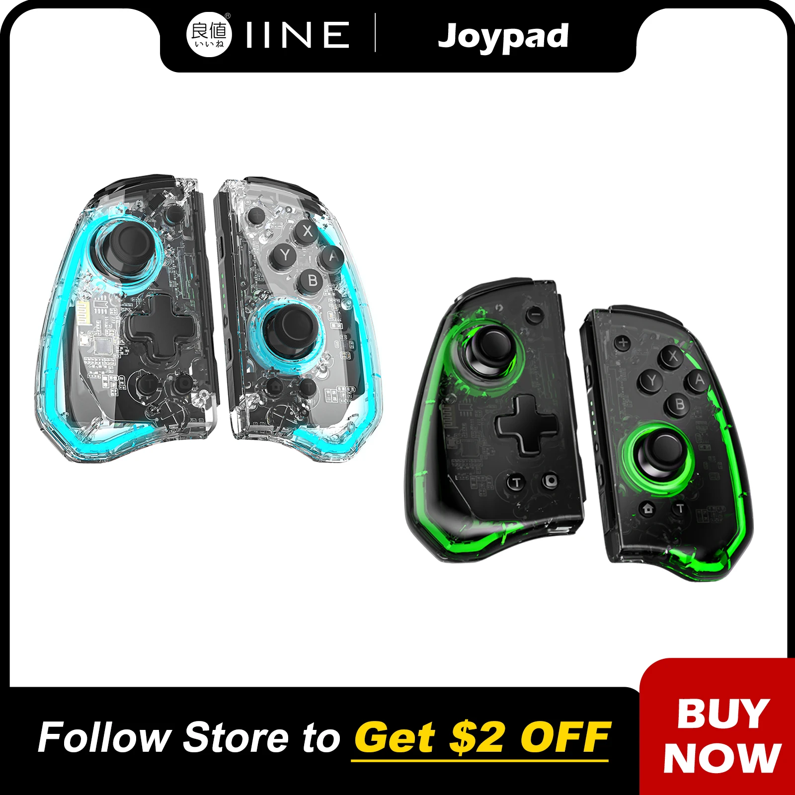 IINE Elite Plus Joypad ALPS Analog Stick No Deadzone No Drifting with Light Compatible Nintendo ...