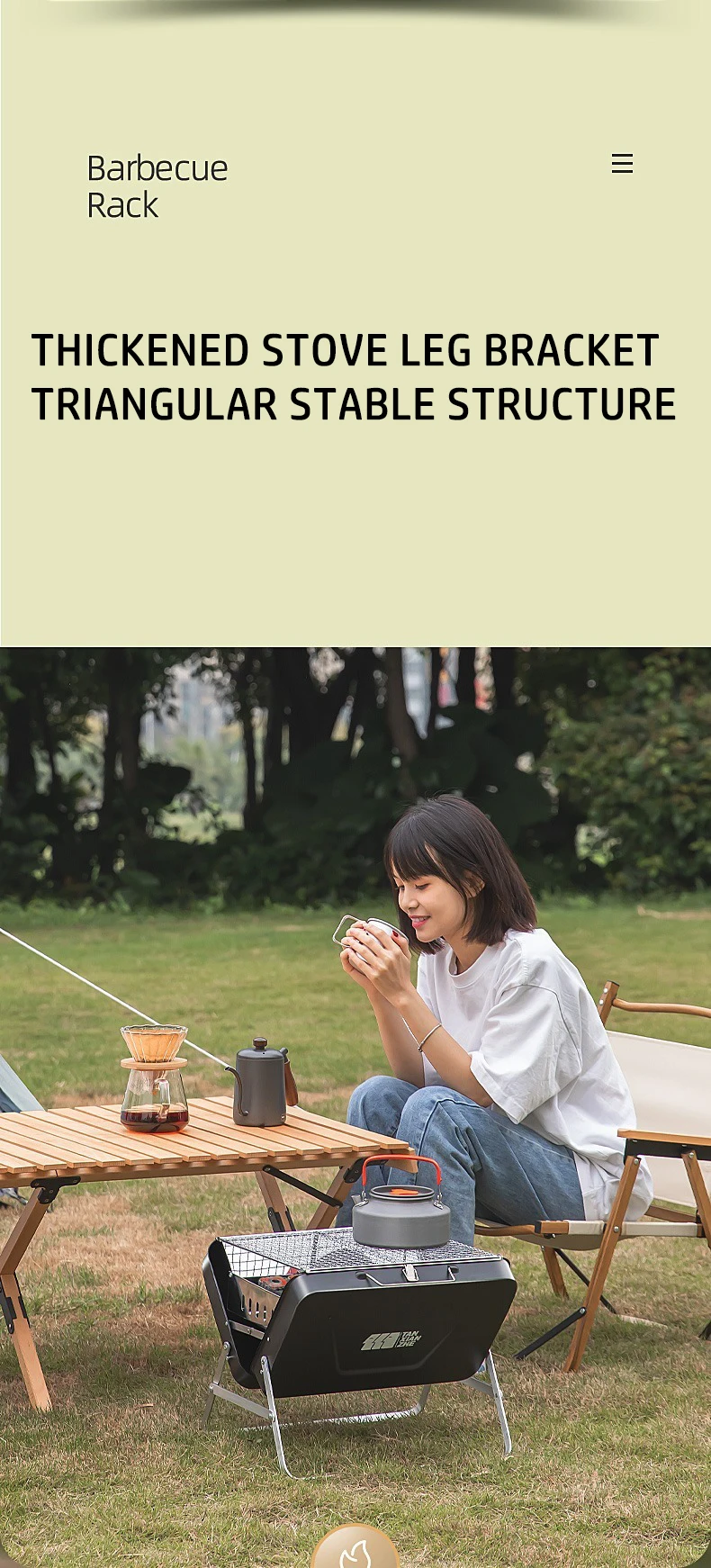 Réchaud,barbecue à charbon de bois pliable en acier inoxydable, Mini ...