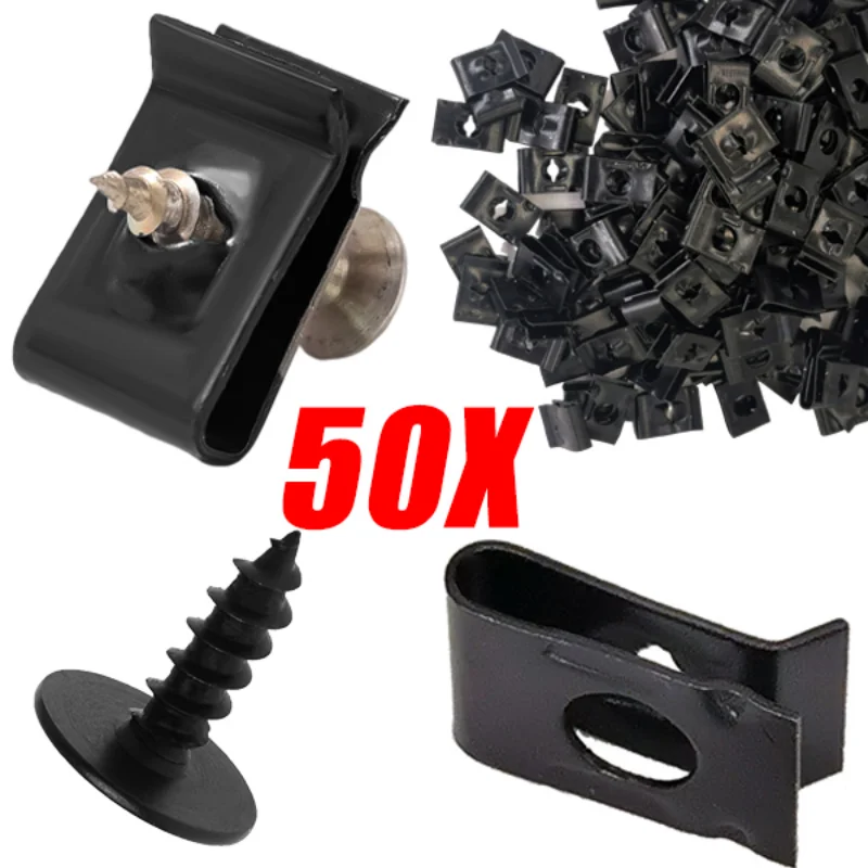 Automotive-Metal-U-Clips-Auto-Bumper-Black-Clamps-Car-Self-Tapping ...
