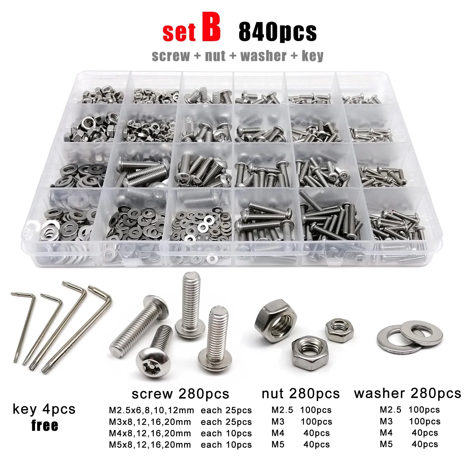 270-840X-M2-5-M3-M4-M5-Mix-Size-304-Stainless-Steel-Column-Pin-Torx ...