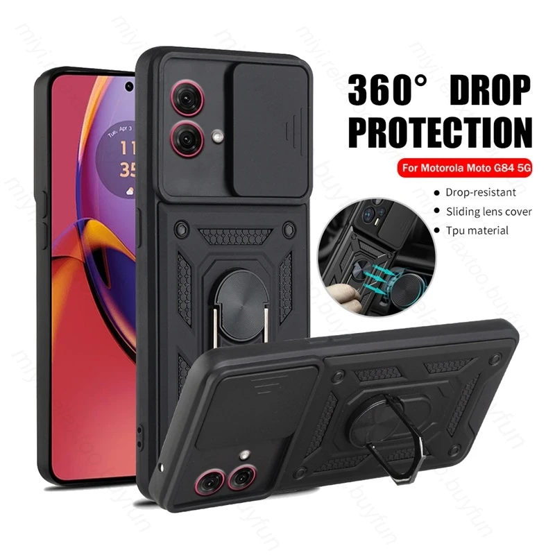For-Motorola-Moto-G84-5G-Case-Armor-Shockproof-Slide-Lens-Cover-MotoG84 ...