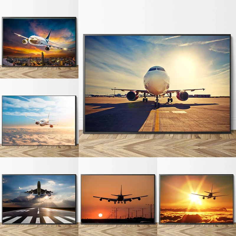 Vintage Aircraft Canvas Wall Art Pictures Landscape Airplane Posters ...