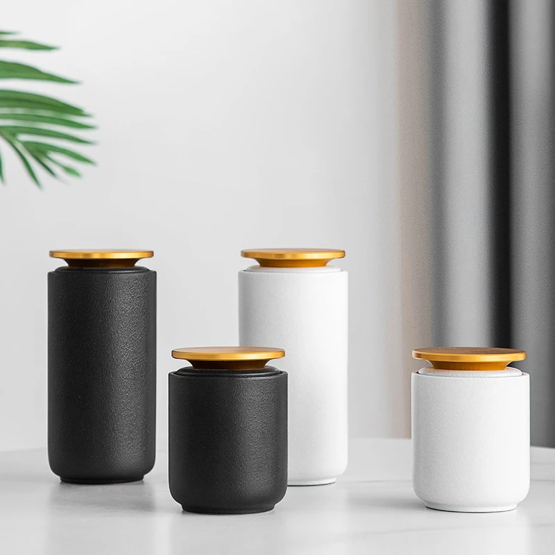 Creative-Ceramic-Tea-Jar-Black-White-Candy-Nuts-Storage-Jar-Cylindrical ...