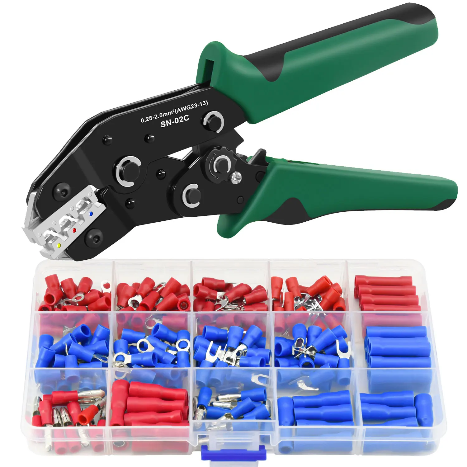 SN-02C 220PCS Crimping Tool Set Insulated Terminal Kit, Electrician ...