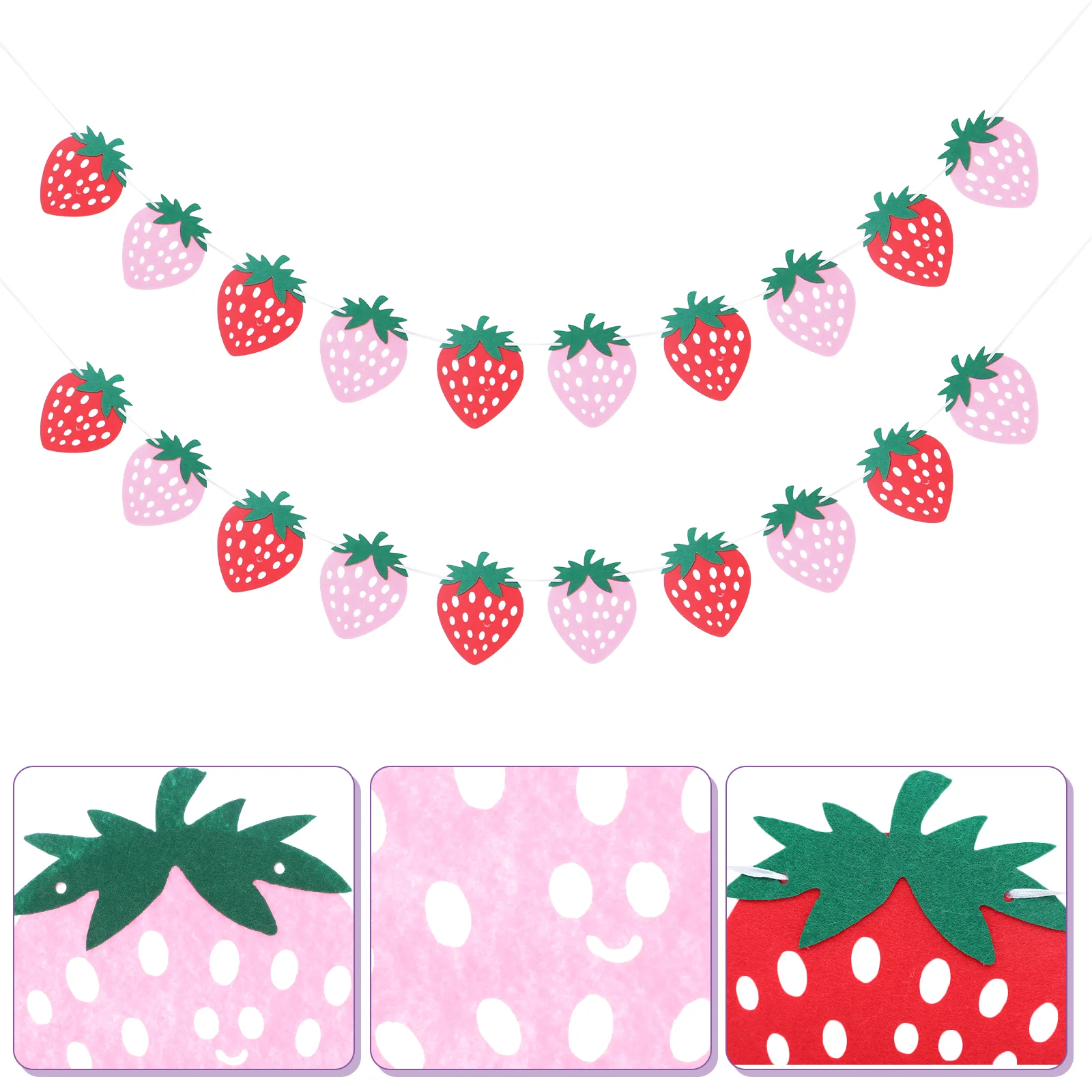 Strawberry-Pull-Flag-Birthday-Buntings-Felt-Banner-for-Party-Decorative ...