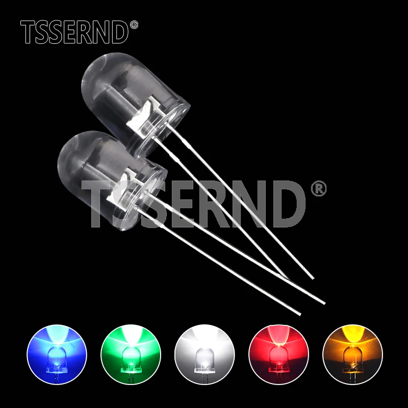 10pcs-F10-10mm-LED-5-Colors-Red-Blue-Yellow-Green-White-Transparent ...