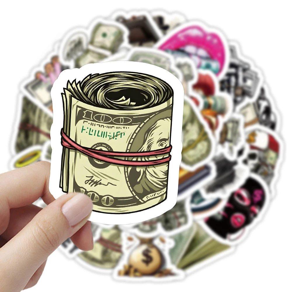 10/30/50pcs Cartoon Money Dollar World Stickers Waterproof Graffiti DIY ...