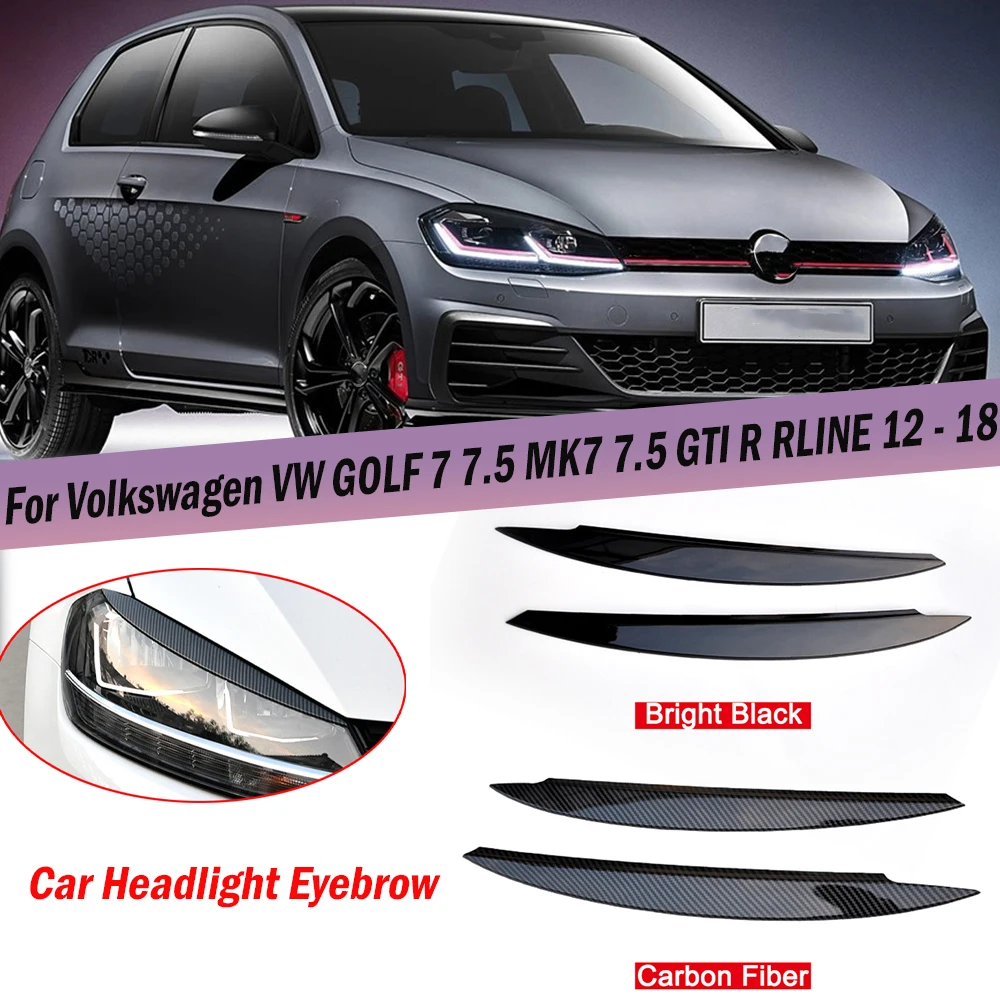 Pair Car Head Light Lamp Eyelid Sticker Headlight Eyebrow Trims For Vw ...