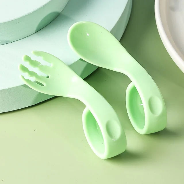 2pcs/set Baby Twist Spoon Fork Set Portable Baby Training Safety ...