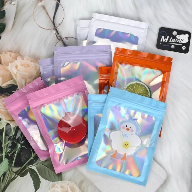 50pcs-Thicken-Self-Sealing-Bag-Laser-Color-Packaging-Bag-Resealable ...