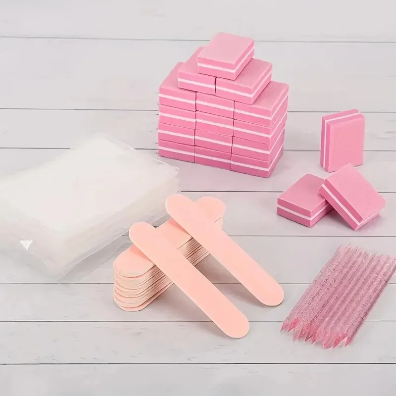 5/10/15pcs Pink Nail Art Kit - Disposable Mini Nail File Buffer Pad ...