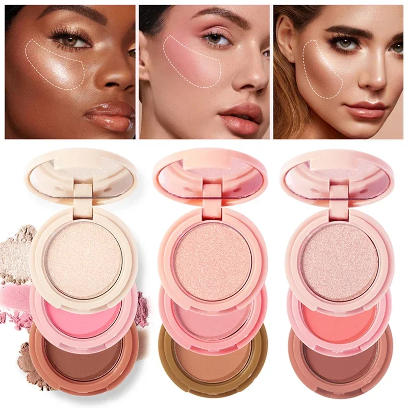 3-In-1-Highlighter-Blush-Face-Contouring-Makeup-Powder-Glitter-Rouge ...