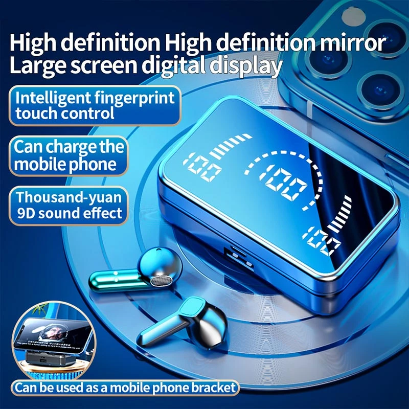 Bluetooth Headset V9 Spiegel Große Display Drahtlose Wasserdichte Dual ...