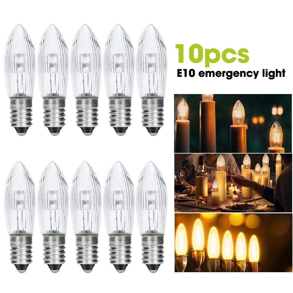 10pcs E10 LED Candle Light Replacement Lamp Bulbs for Light Chains 10V ...