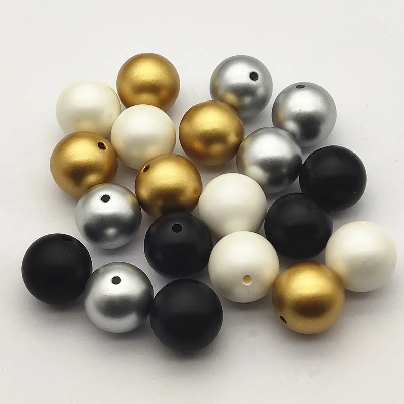 New Arrival 12mm/16mm/20mm Acrylic Matte pearls Round Beads For ...